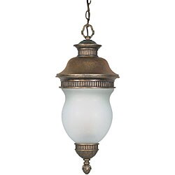 Luxor Platinum Gold with Satin Frosted Glass 3-light Hanging Lantern ...