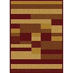 Contemporary Red/ Gold Heat Set Rug - Bed Bath & Beyond - 6822021