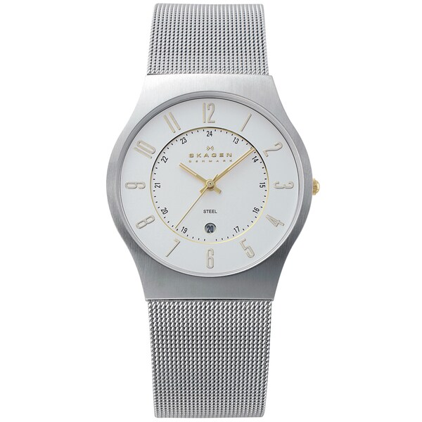 Shop Skagen Mens Slimline Silver Dial Mesh Watch Free Shipping Today 6836299