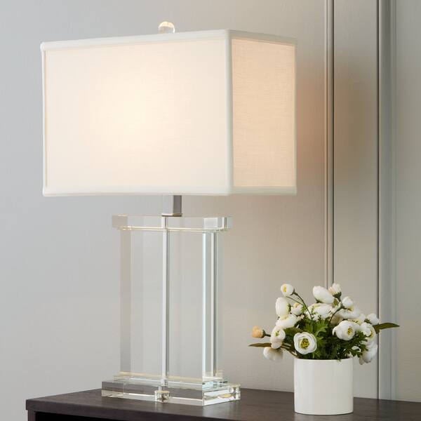 Silver Orchid Crystal Rectangular White Fabric Shade Chrome-based ...