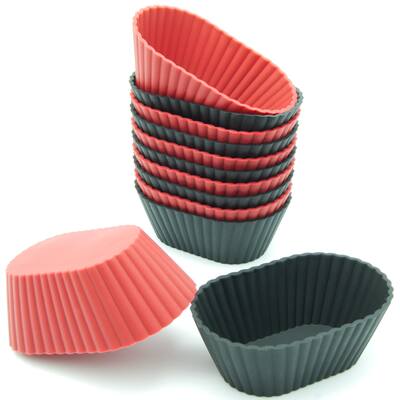 Freshware 12-Pack Mini Oval Silicone Reusable Baking Cup - Multicolor ...