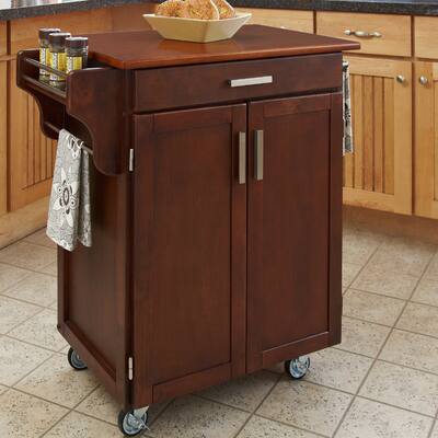 Cherry Finish Base with Oak Top Cuisine Cart - Overstock - 20461176