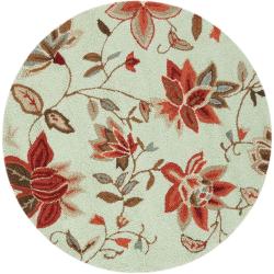 Hand-hooked Beaver Green Rug (3' Round) - Bed Bath & Beyond - 7105265