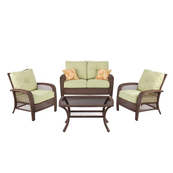 Agio Sheffield Green/ Brown 4-piece Outdoor Seating Set - Bed Bath ...