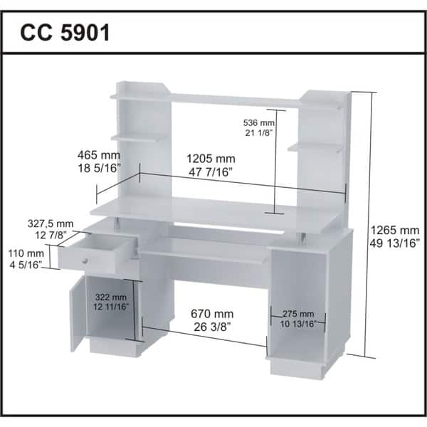 Inval Modern White Computer Workcenter Desk with Hutch - Bed Bath ...