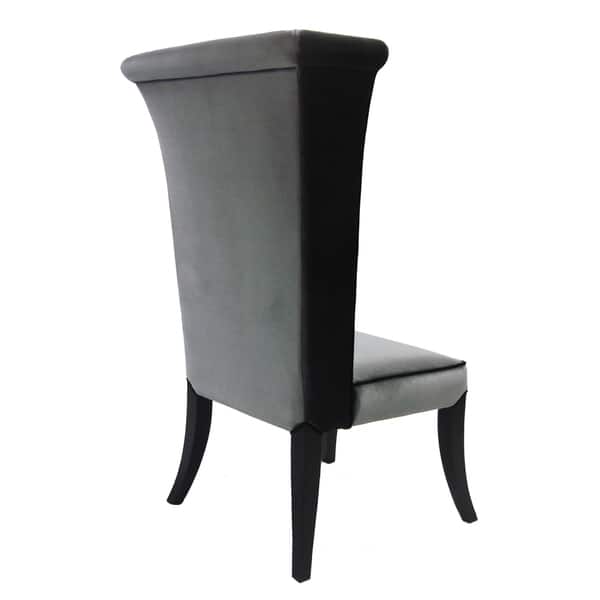 Grey Velvet High-back Chair - Bed Bath & Beyond - 7278918