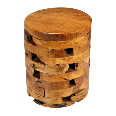 Bare Decor Stonehenge Solid Teak Wood Stump End Table - Overstock - 7278982