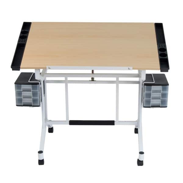 Studio Designs White and Maple Pro Mobile Drafting Table with Storage ...
