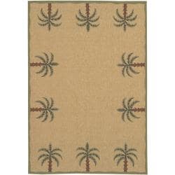 Picnic Beige Palm Tree Border Indoor/Outdoor Rug (8'9 x 12'9) - Bed ...