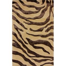 nuLOOM Handmade Modern Premium Wool Brown Zebra Safari Rug (7'6 x 9'6 ...
