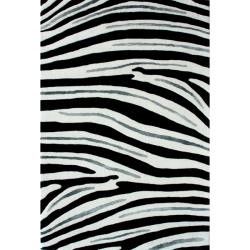 nuLOOM Handmade Modern Premium Wool Black Zebra Remix Rug (7'6 x 9'6 ...