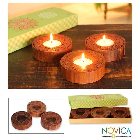 Rosewood 'Indian Stars' Tea Light Holders (Set of 3) (India ...