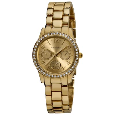 Vernier Women's Gold Feme-Fashion Faux Chrono Quartz Bracelet Watch ...
