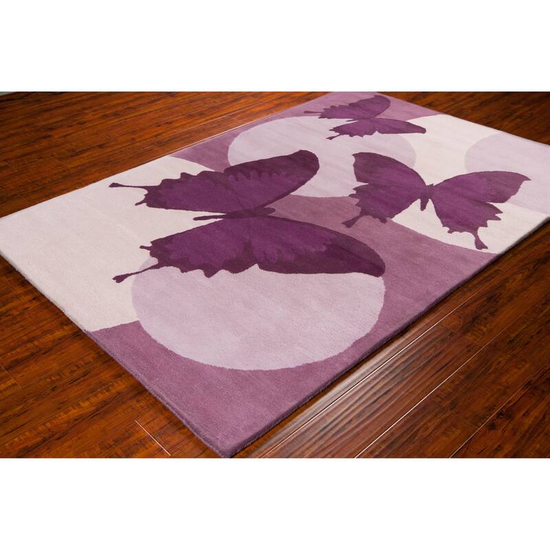 Allie Handmade Butterfly Wool Rug - 5' x 7'6 - Overstock - 7329632