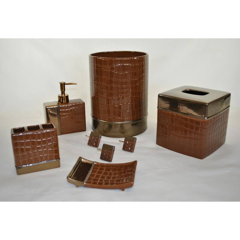 It's A Croc Cocoa Bath Accessory 6-piece Set - Overstock - 7386072