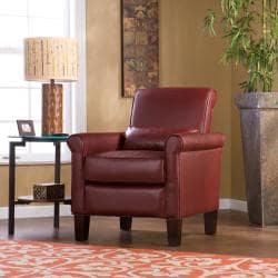 Victoria Red Faux Leather Arm Chair - Bed Bath & Beyond - 5828566