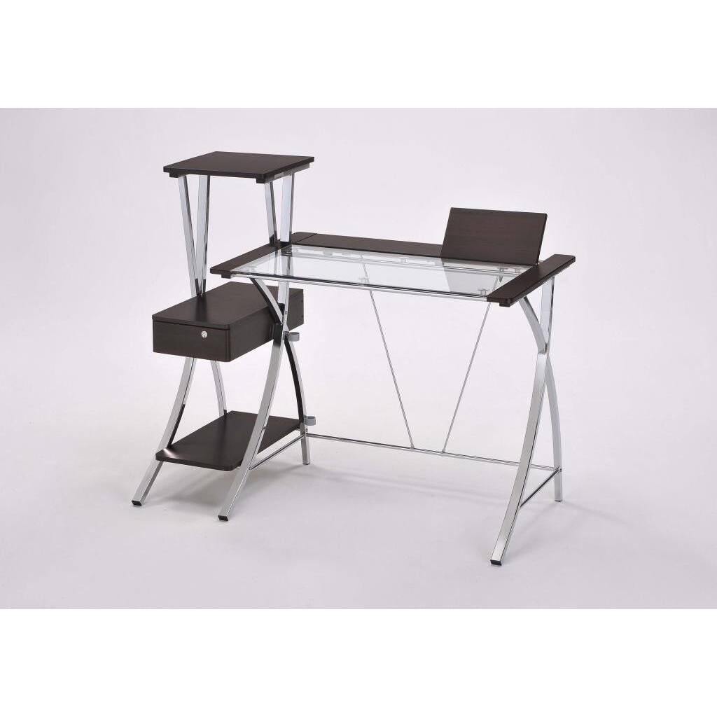 Modern Dark Natural Brown 5.6-foot Computer Desk Set - Overstock - 7440539