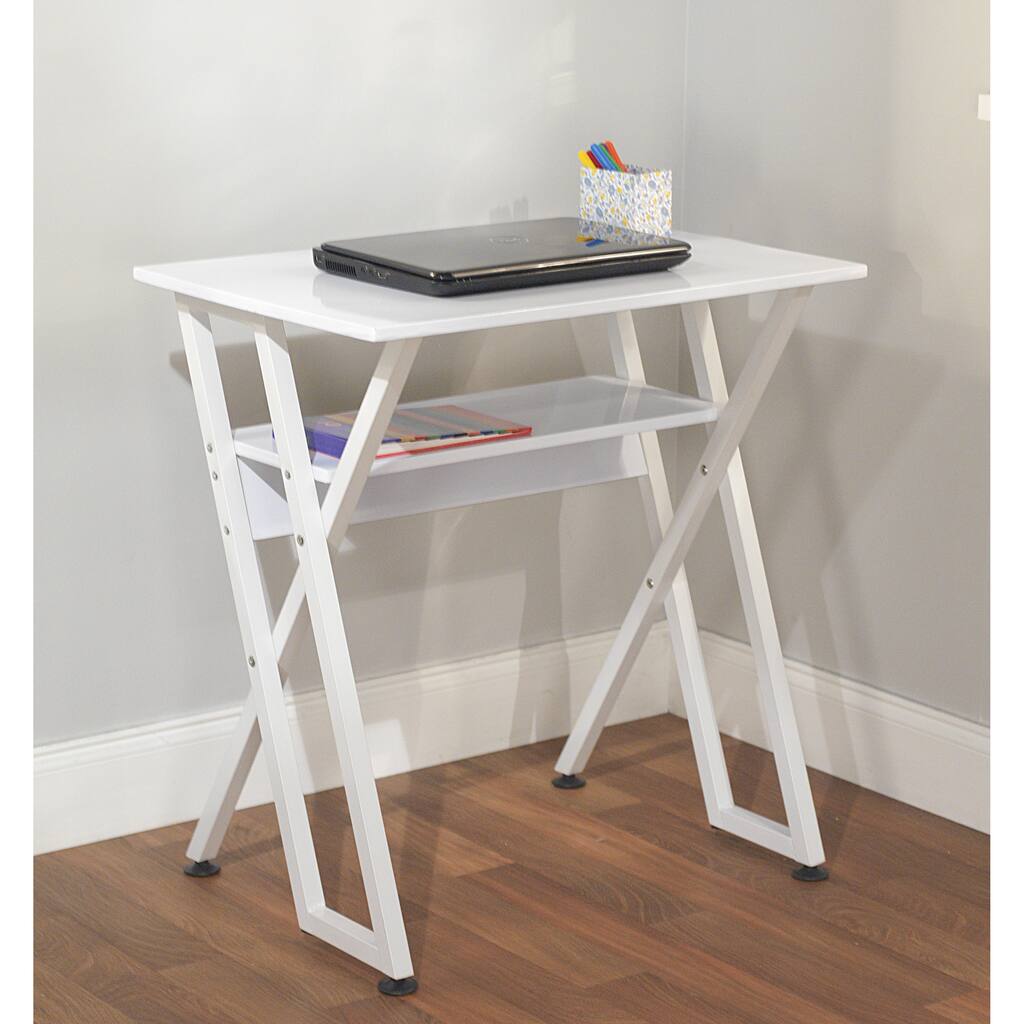 Simple Living White Computer Desk with Shelf - Overstock - 7440641