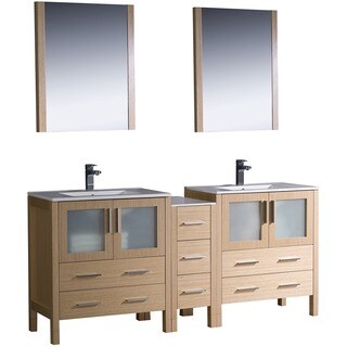 Fresca Light Oak Double-Sink Bathroom Vanity with Silvertone Hardware ...