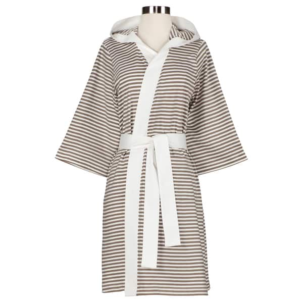 Women's Organic Cotton Stripe Bath Robe - Bed Bath & Beyond - 7458364