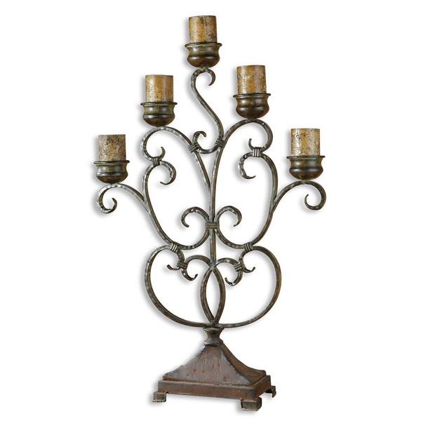 Uttermost Juliana Dark Red Rust/ Olive Bronze Metal Candelabra - Bed ...