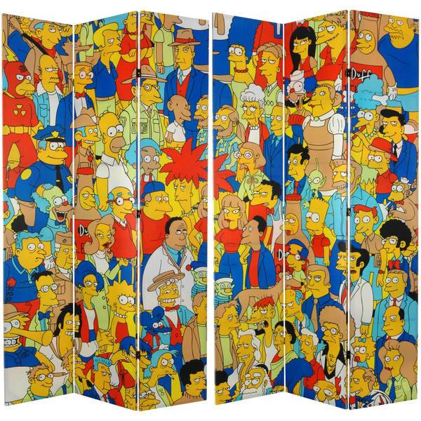 Six-Feet Tall Double Sided 'Simpsons Cast' Canvas Room Divider - Bed ...