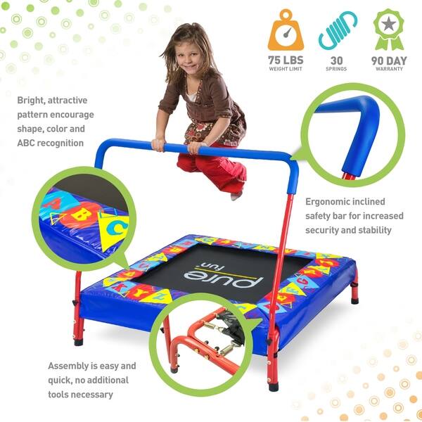 Pure Fun Preschool Jumper Kids Trampoline with Handrail - Bed Bath ...