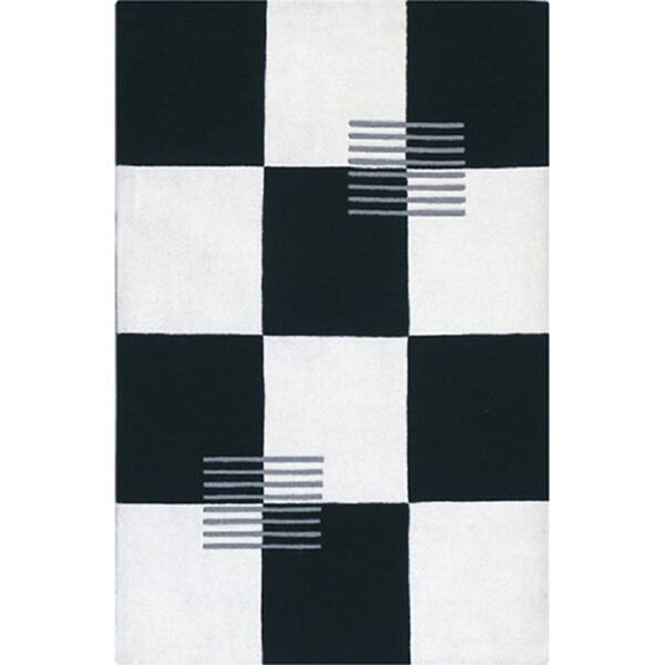 Hand-tufted Black/ White Wool Rug - Bed Bath & Beyond - 7495177