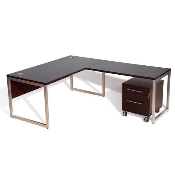 Jesper Office Professional Dark Wood/ Aluminum Office Group - Bed Bath ...