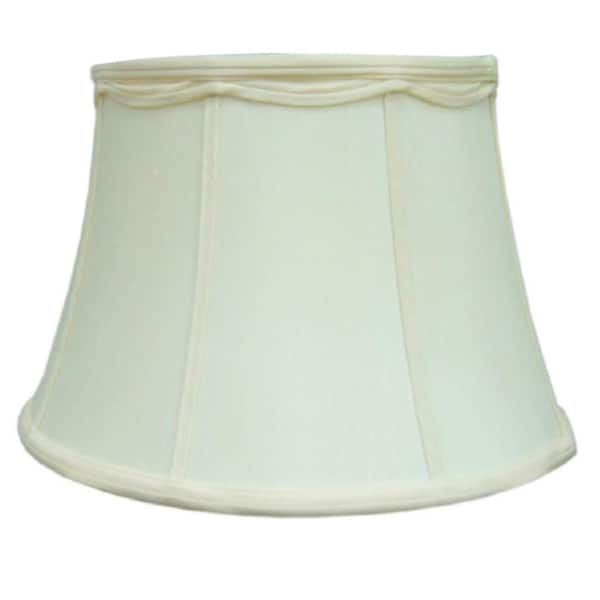 White Fabric Bell Shade with Decorative Trim and Piping - Bed Bath ...