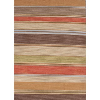 Flat Weave Stripe Multi Color Wool Rug (5' x 8') Poppy - Bed Bath ...