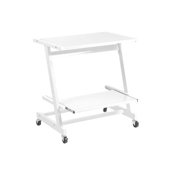 Zeus White Powder-coated Steel Computer Cart - Bed Bath & Beyond - 7531218