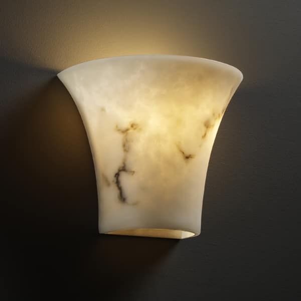 Copper Grove Nierembergia Flared Wall Sconce with Alabster Shade - Bed ...