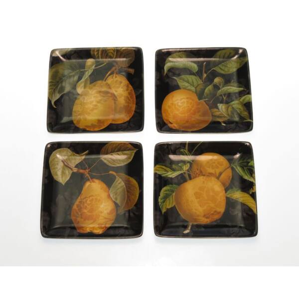 Certified International 'Damask Fruit' Assorted Canape Plates (Set of 4 ...