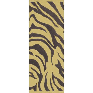 Hand-tufted Brown/Yellow Zebra Animal Print Idabel New Zealand Wool (2 ...