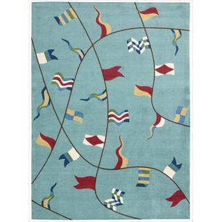 Shoreline Nautical Flag Aqua Polyester Rug - 5' x 7' - Bed Bath ...