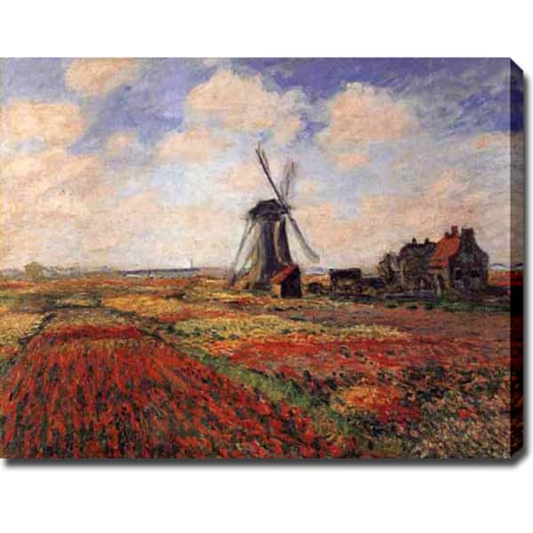 Claude Monet 'Tulip Fields with the Rijnsburg Windmill' Oil on Canvas ...