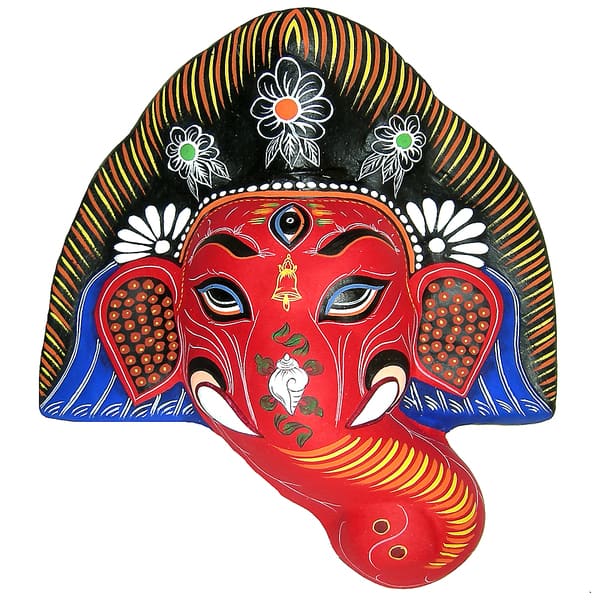 Red Ganesh Paper Mache Mask (Nepal) - Bed Bath & Beyond - 7594460