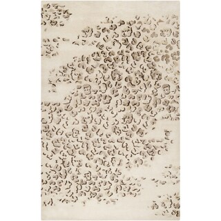 Hand-tufted Beige Leopard Samuri Animal Print Wool Rug (5' x 8') - Bed ...