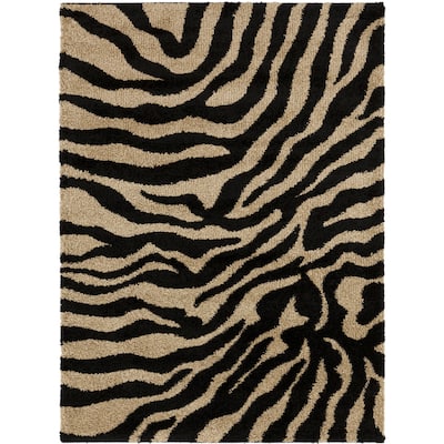 Black/White Zebra Aquila Animal Print Area Rug - 3' x 5' - Overstock ...