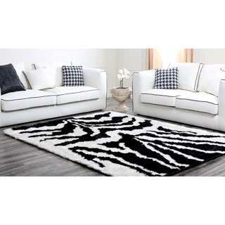 ABBYSON LIVING Black and White Plush Shag Rug - Bed Bath & Beyond - 7623351