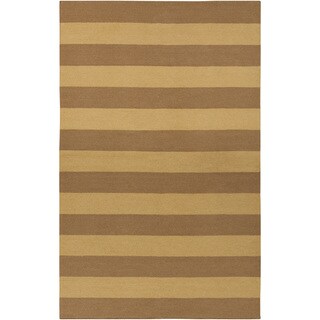 Hand-woven Golden Brown Stripe Wool Area Rug - 3'6" x 5'6" - Bed Bath ...