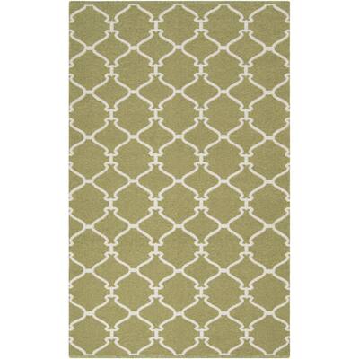 Hand-woven Celery Trellis Fern Green Wool Area Rug - 2' x 3 ...