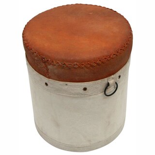 nuLOOM Casual Living Vintage Rust Leather Ottoman Pouf - Bed Bath ...