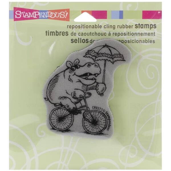 Stampendous Cling Rubber Stamp-Hippo Cycle - Bed Bath & Beyond - 7685623