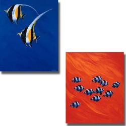 Keith Siddle 'Moorish Idols and Black-Tailed Humbugs' 2-piece Canvas ...