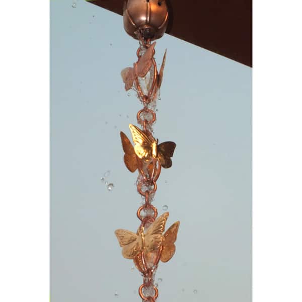 Monarch Pure Copper Cascading Butterfly Rain Chain 8.5 Ft Inclusive of ...