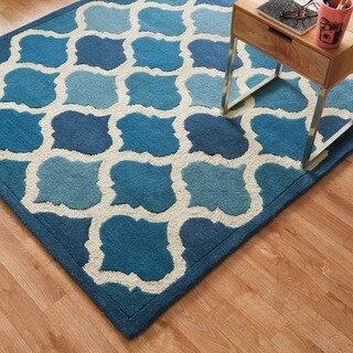 Hand-tufted Logan Cobalt Blue Wool Rug - Bed Bath & Beyond - 7708687