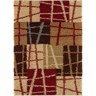 Lines N' Squares Brown Contemporary Area Shag Rug (7'10 x 9'10) - Bed ...