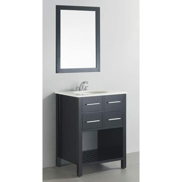 WYNDENHALL Manhattan Marble Top 24-inch Black Bath Vanity - Bed Bath ...